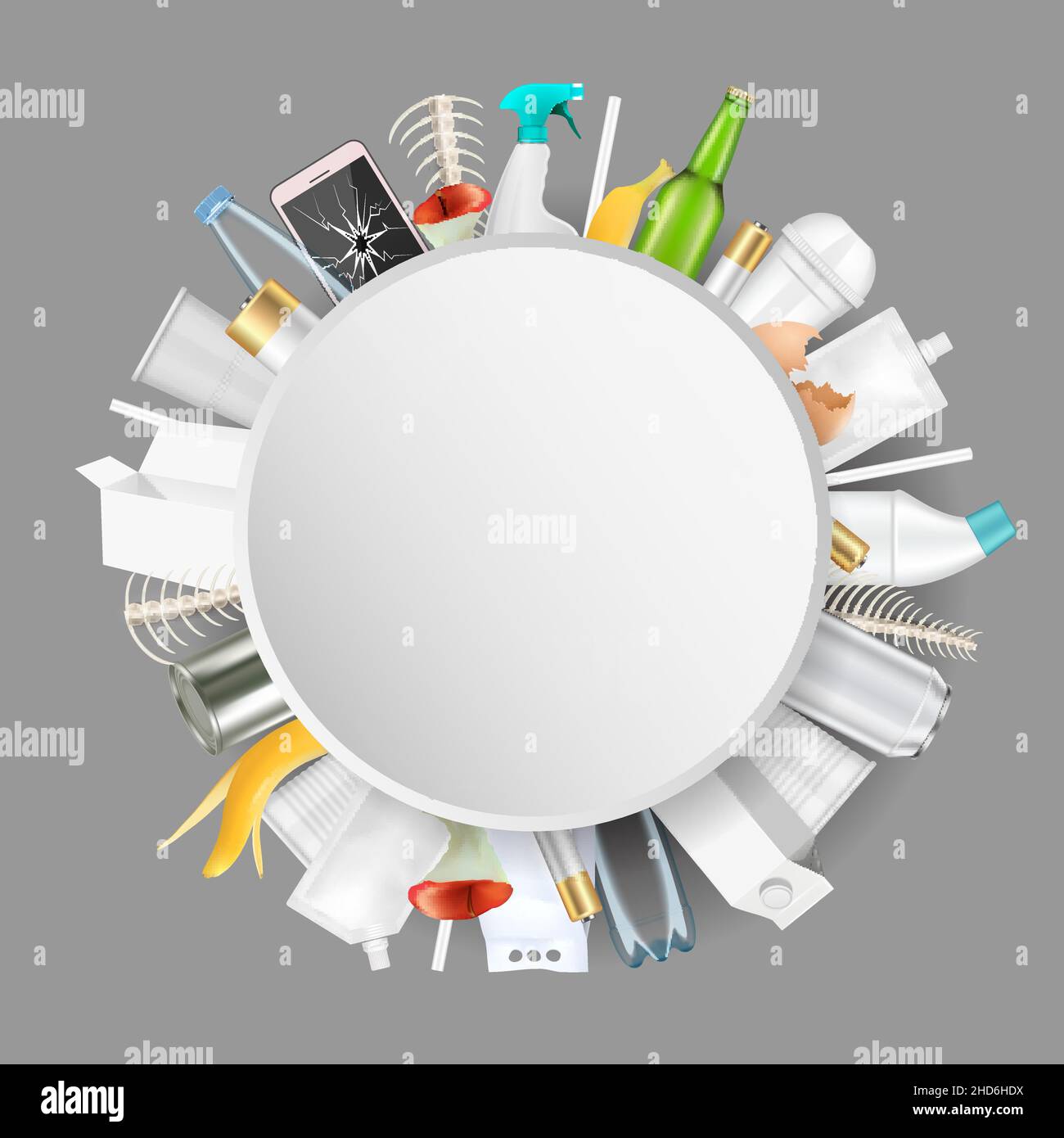 Waste pollution frame, vector illustration. Save environment, reduce ...