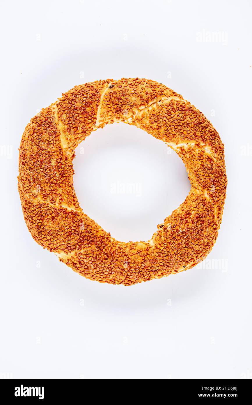 Turkish bagel (simit, gevrek). Turkish traditional sesame bagels. Simit ...