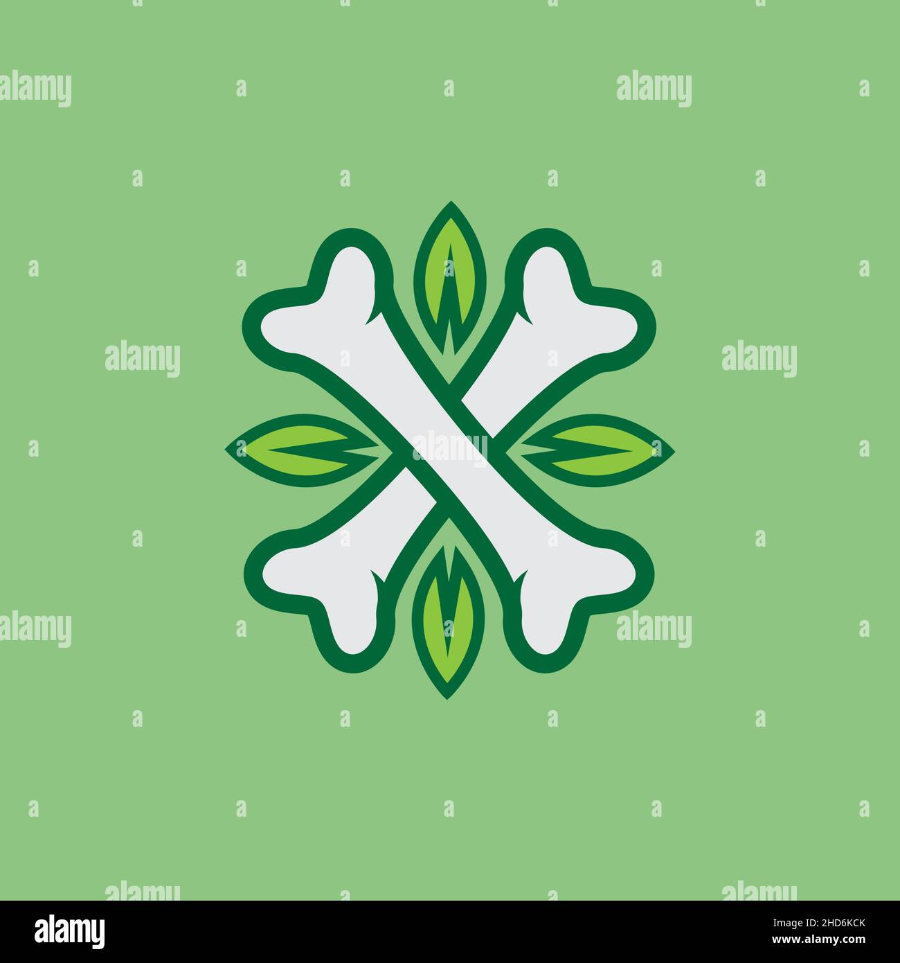 colored cross bones with leaf nature logo design vector graphic symbol ...