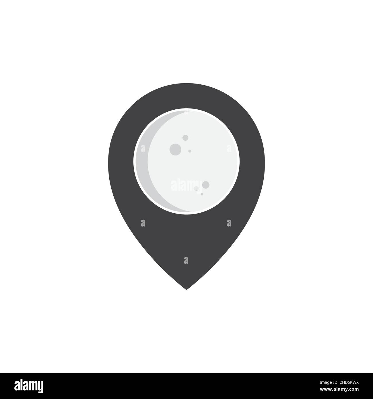 moon with pin map location logo design vector graphic symbol icon ...
