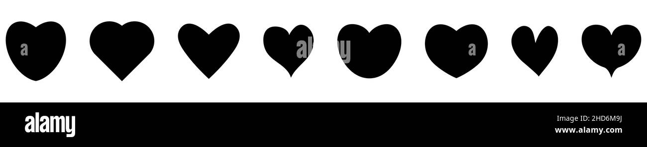 Heart shape symbol set Black and White Stock Photos & Images - Alamy