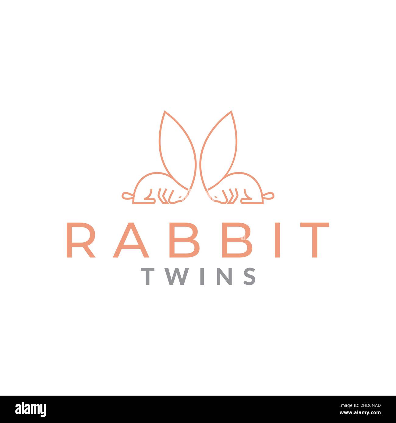 long ears twin rabbits logo design vector graphic symbol icon sign ...