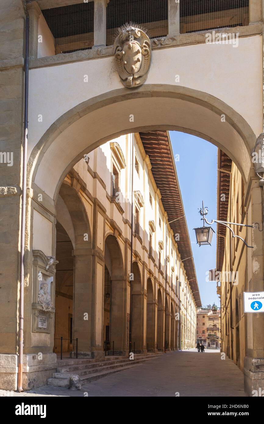 Via Giorgio Vasari street, View of the Lodges of the Vasari, Arezzo ...