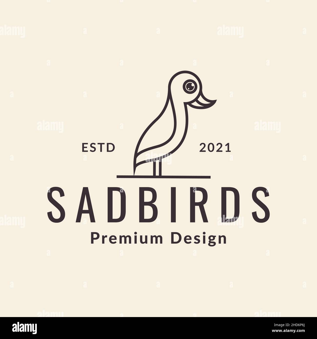 line sad duckling logo design vector graphic symbol icon sign ...