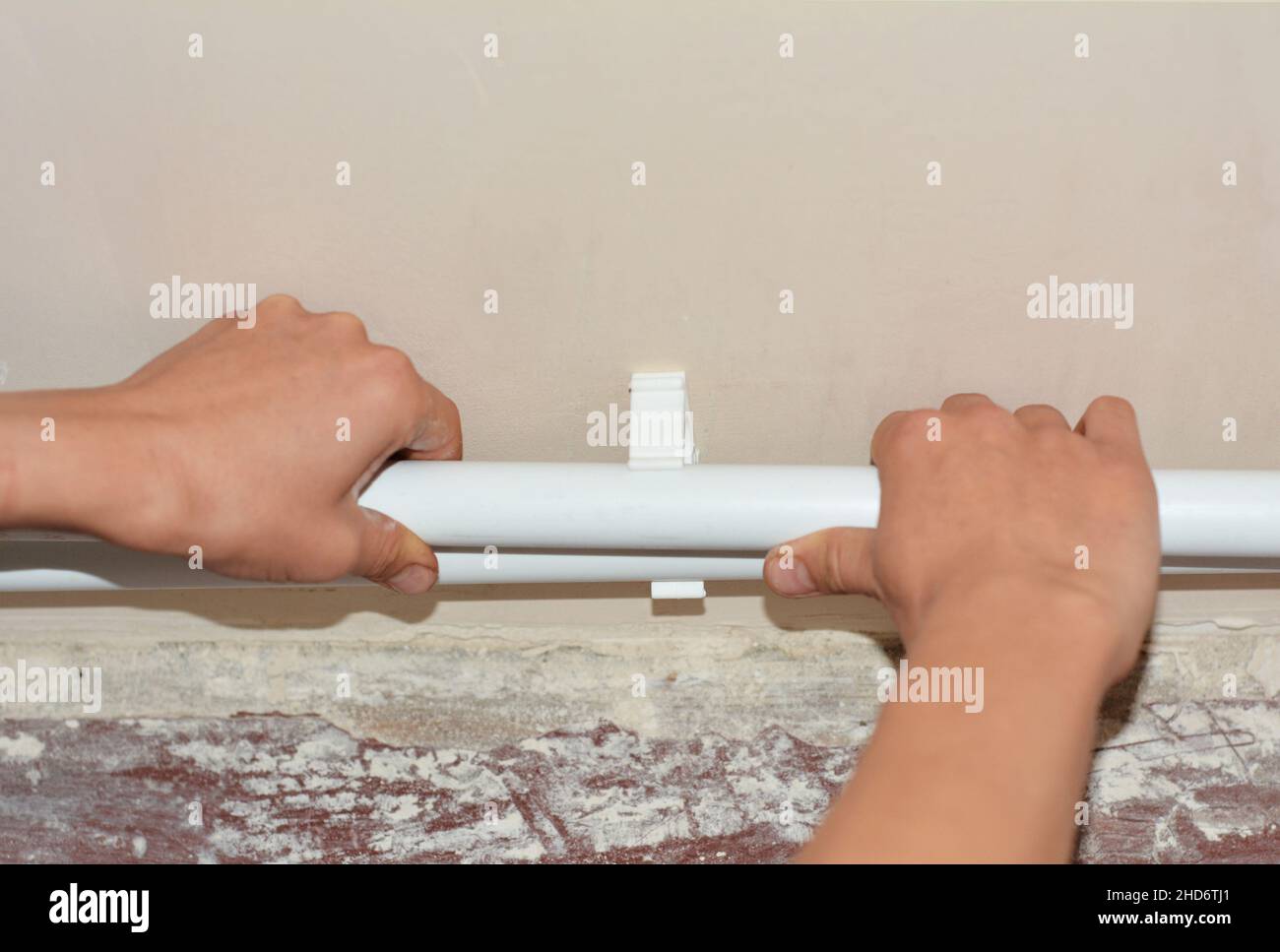 Polypropylene heating pipes installation above the floor as a part of a ...