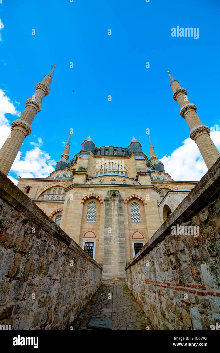 Edirne Selimiye Mosque. Wide angle view of Selimiye Mosque from ...