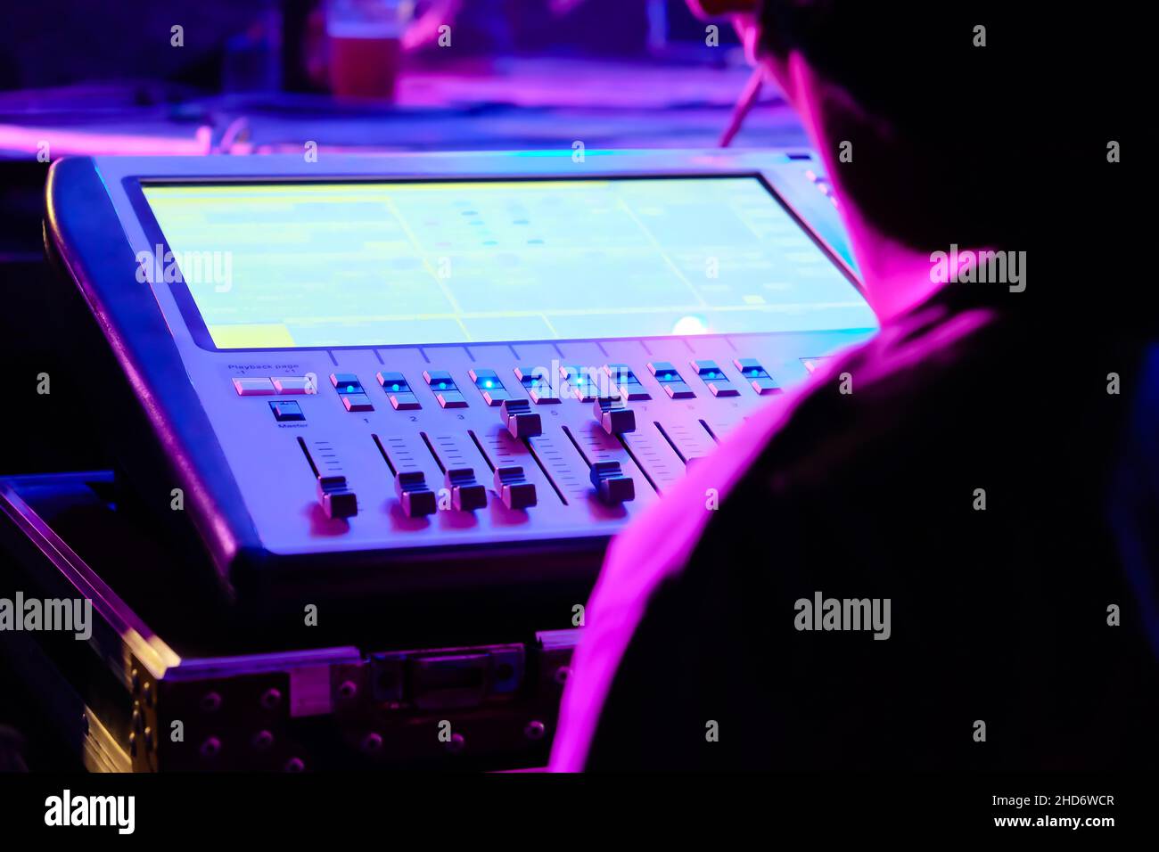 Closeup of an audio mixing control panel Stock Photo - Alamy