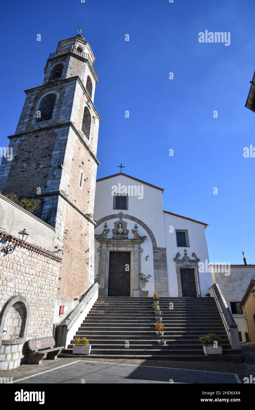 The facade of an ancient church in Picerno, a small town in the ...