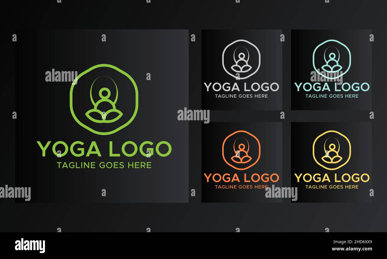 Yoga logo. Meditation logo.Green, blue and black color abstract logo ...