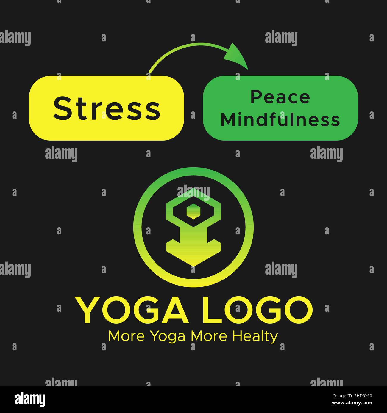 Yoga logo. Meditation logo.Green and yellow gradient color abstract ...