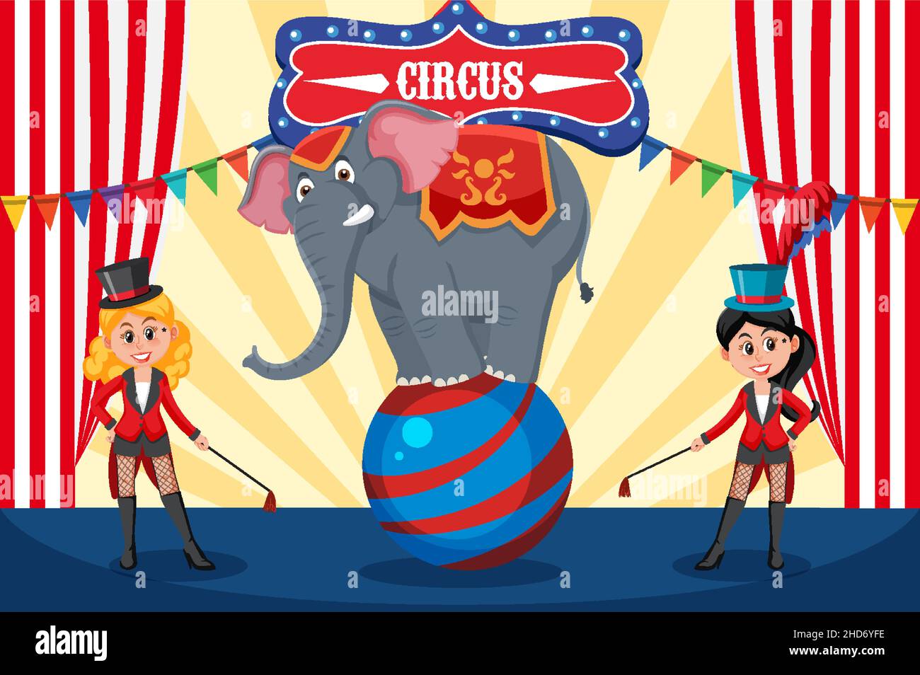 Cartoon elephant balancing hi-res stock photography and images - Alamy