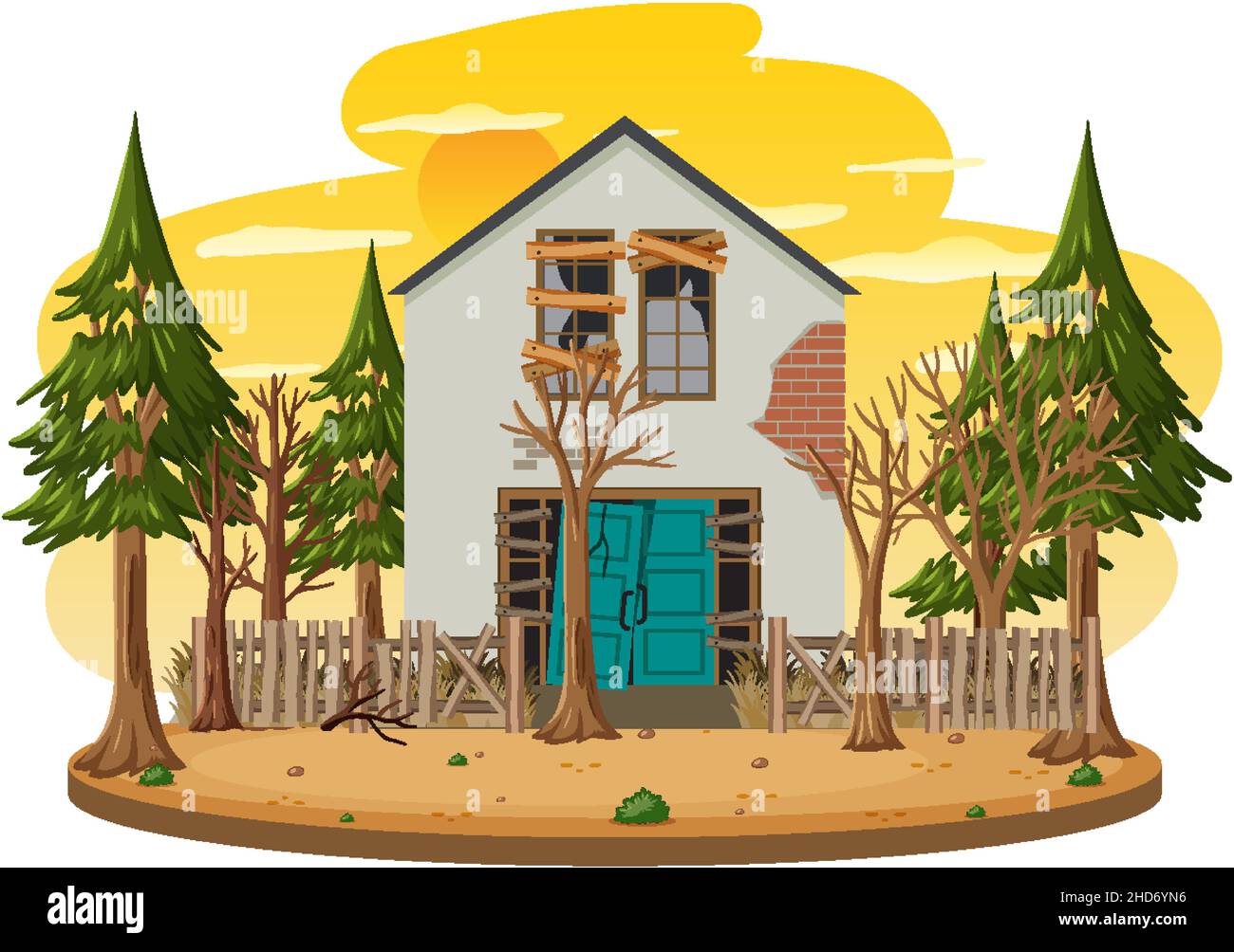 Rural old orange house Stock Vector Images - Alamy