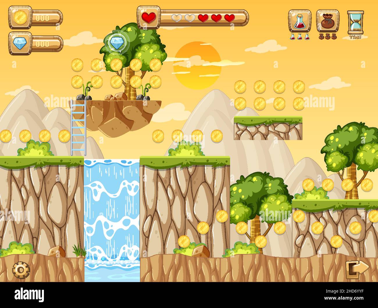 Game Template Nature Forest Scene illustration Stock Vector Image & Art ...