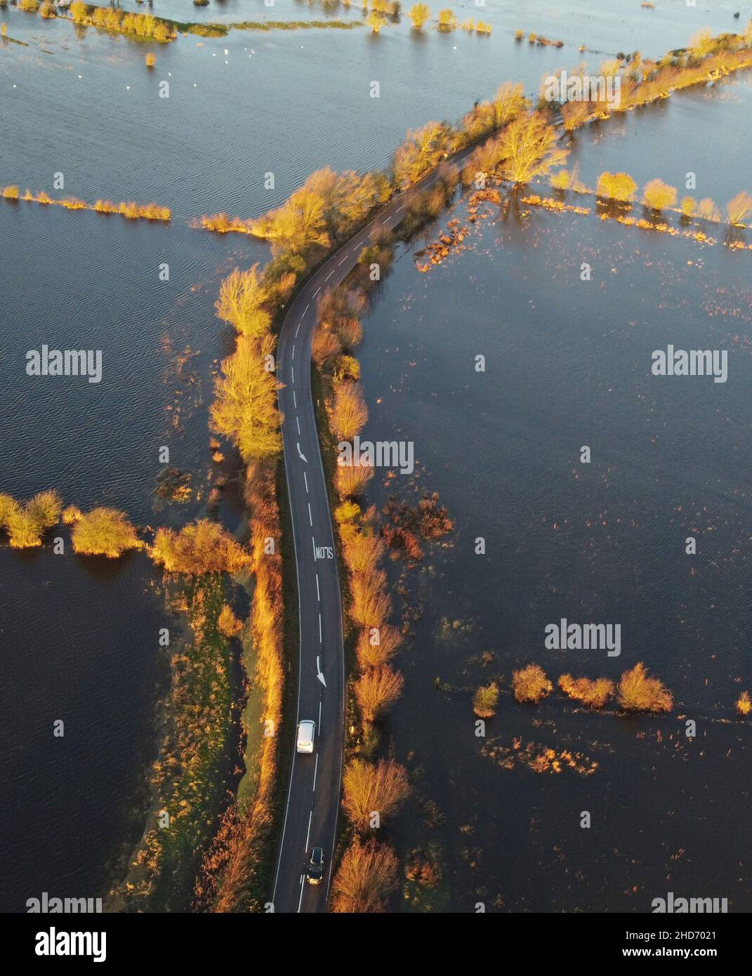 Welney, UK. 02nd Jan, 2022. The Welney wash area is beginning to fill ...