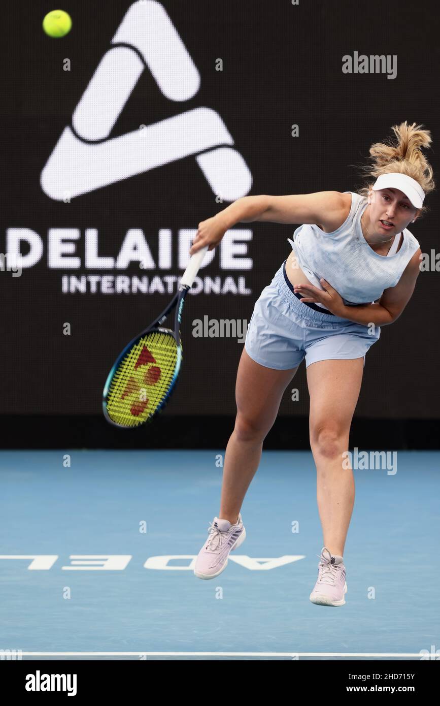 Adelaide, Australia, 4 January, 2022. Daria Saville of Australia serves ...