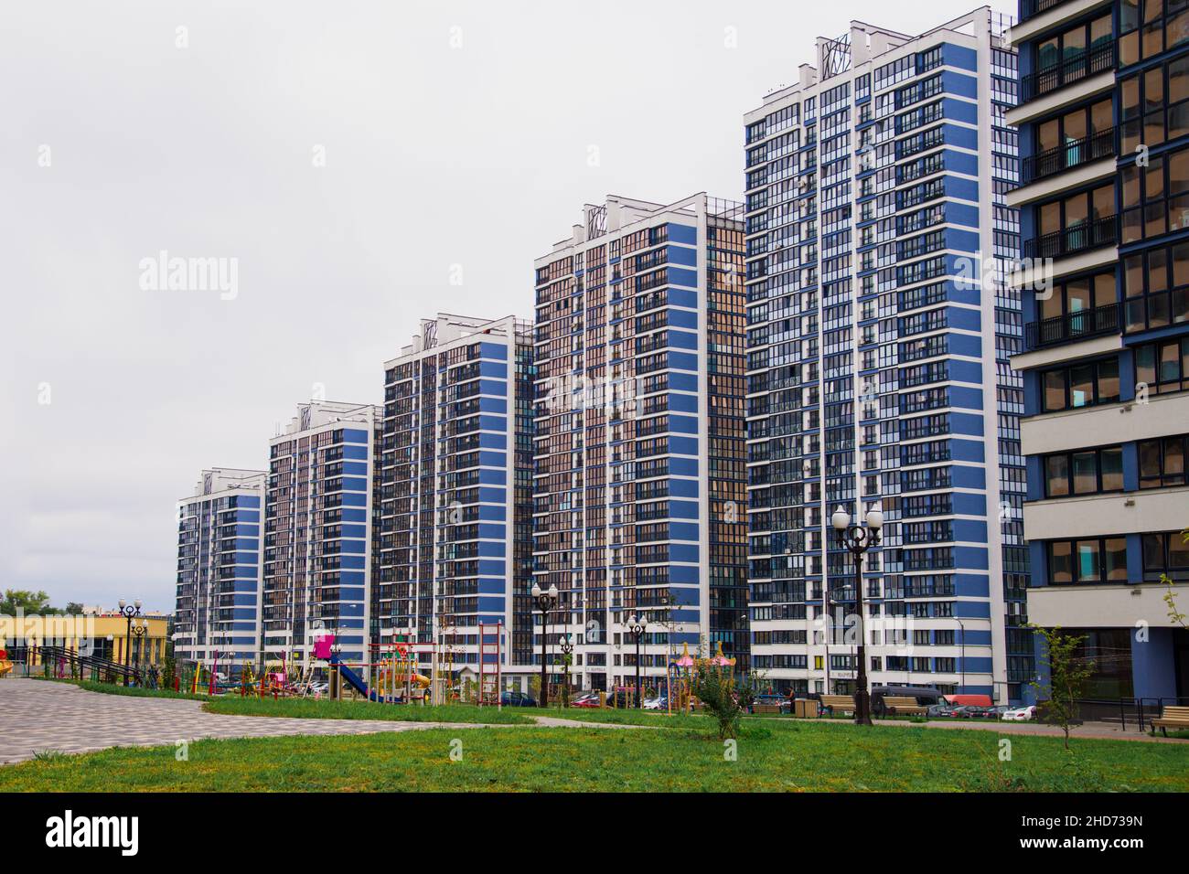 Construction of a residential area. Modern residential complex of multi ...