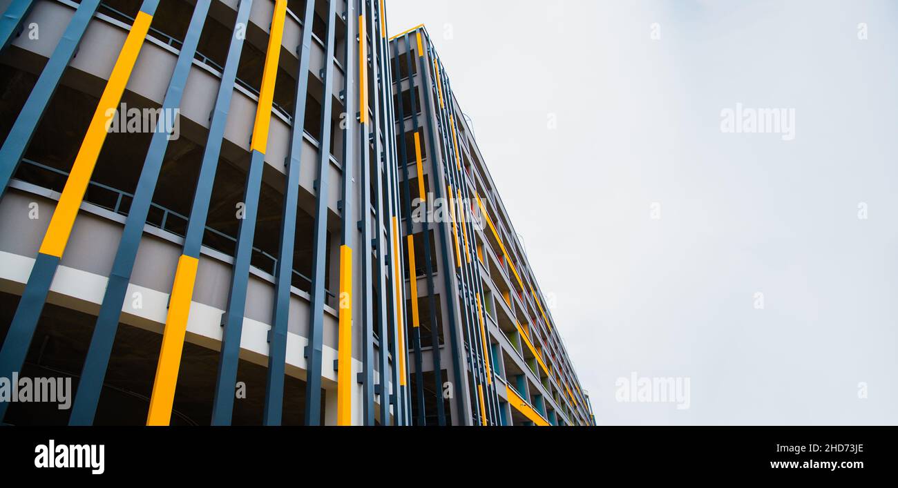 Parking in the city. Parking lot in the form of a new modern building ...
