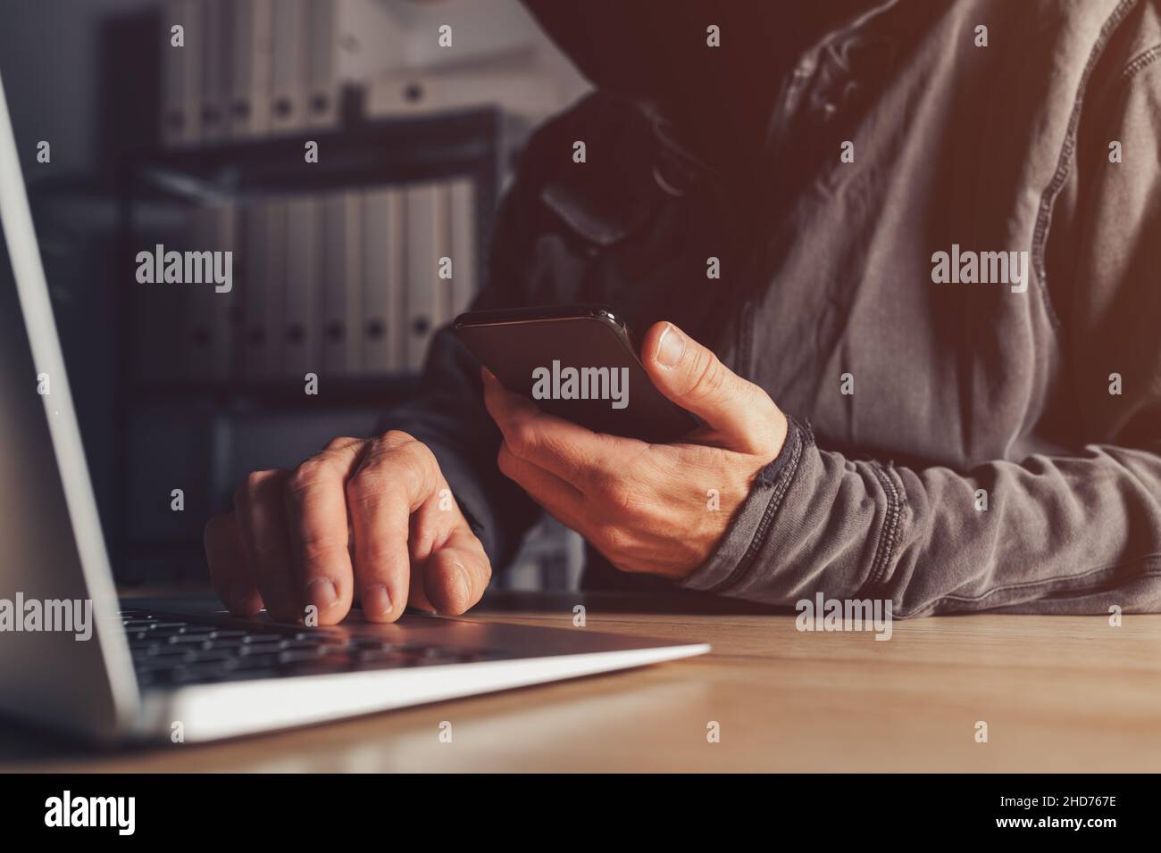 Hacker stealing data from jailbroken phone and attacking connected ...