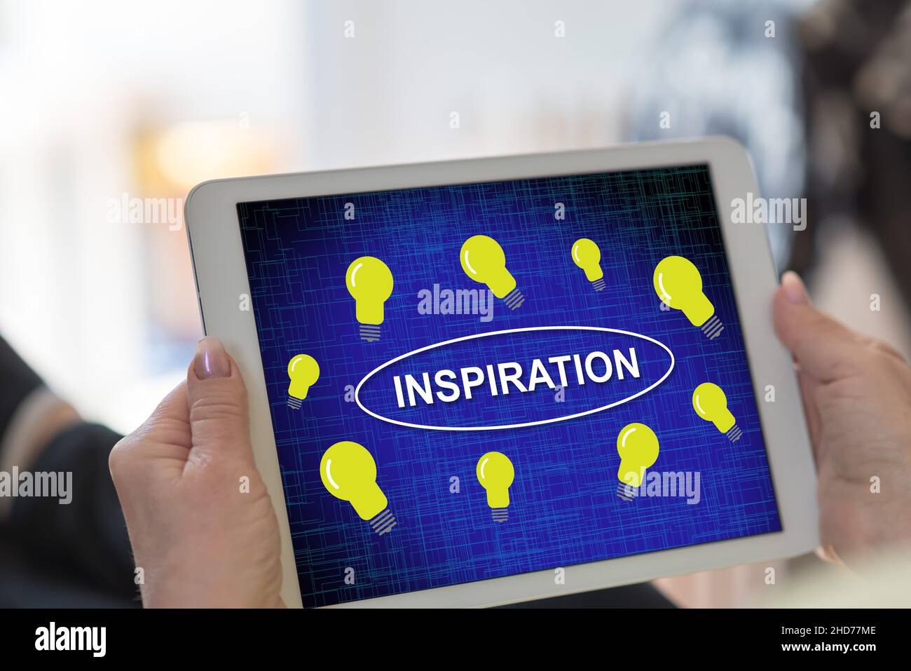 Tablet screen displaying an inspiration concept Stock Photo - Alamy
