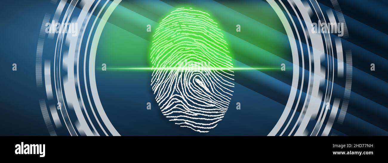 Illustration of a fingerprint security system concept Stock Photo - Alamy