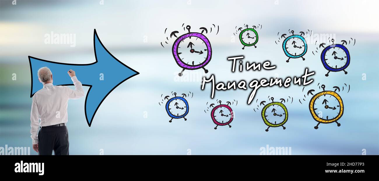 Time management concept drawn by a businessman Stock Photo - Alamy