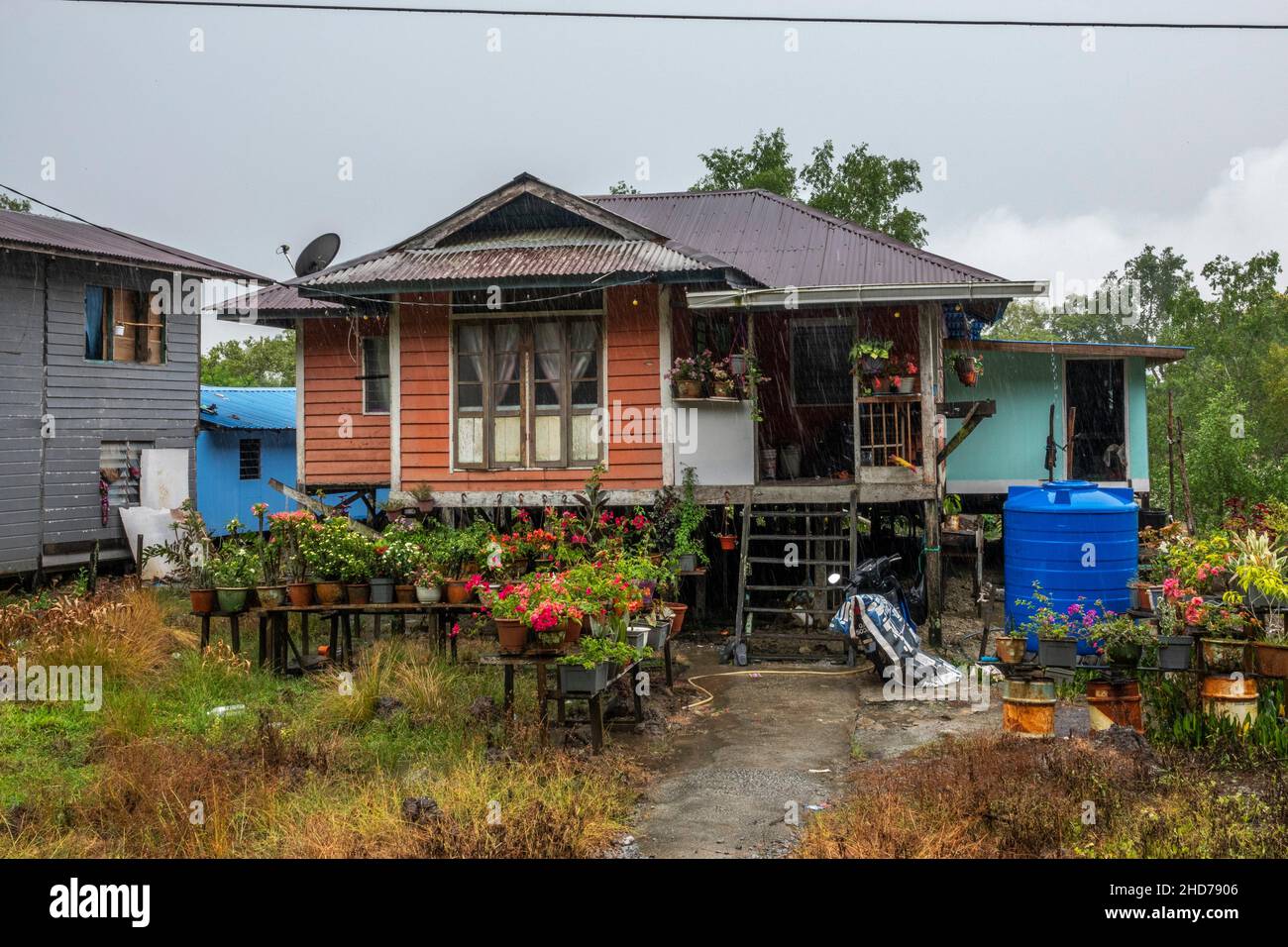 A Malay wooden house in Sebuyau district, Sarawak, East Malaysia ...