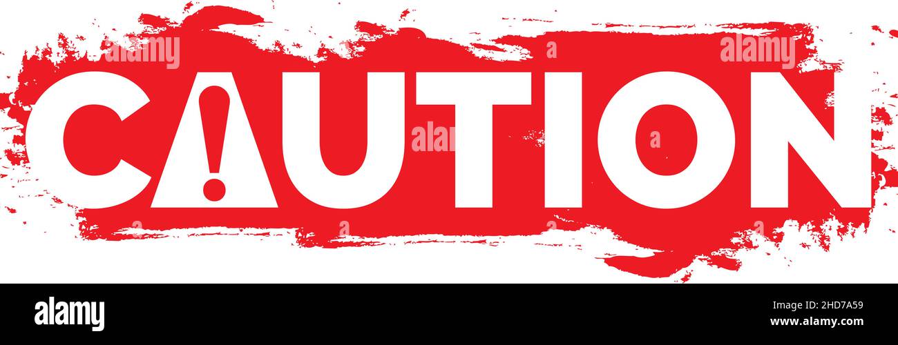 Caution sign, vector. Red caution alert sign. Sticker template isolated ...