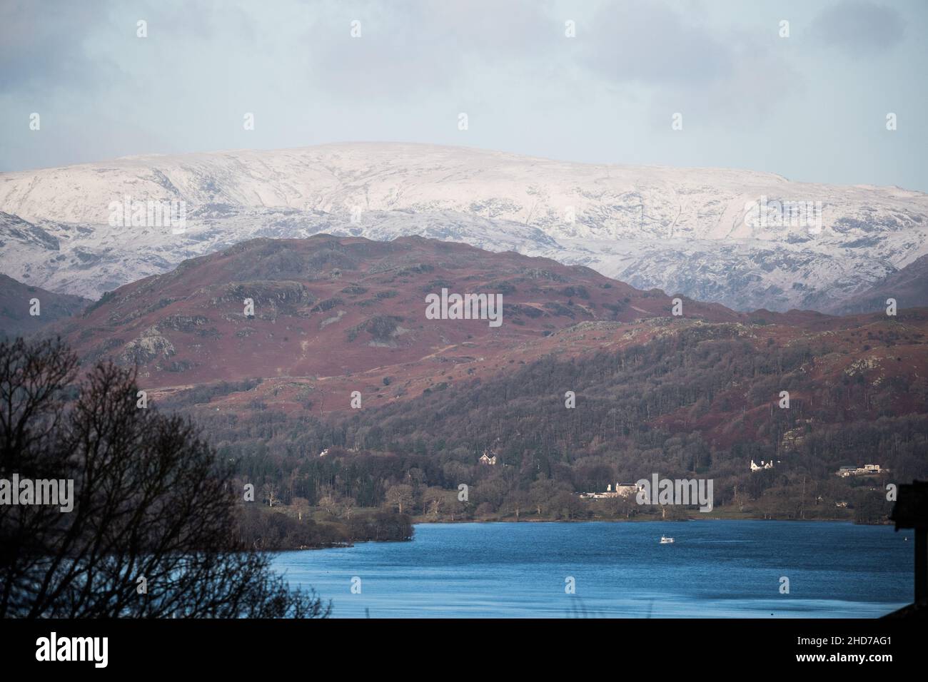 Lake District Cumbria 4th January 2022 UK Weather . Snow on the fells ...