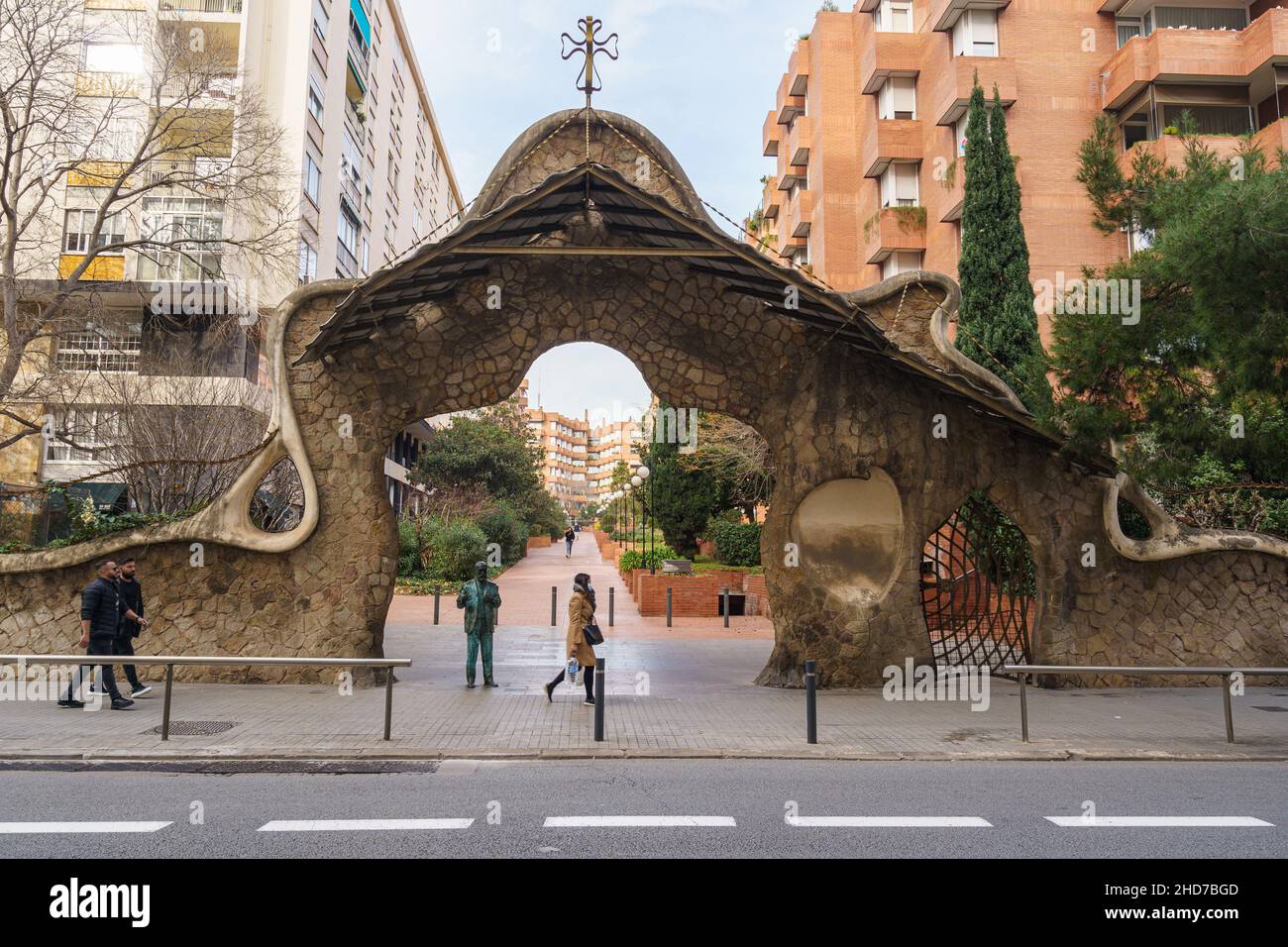 Barcelona, Spain - January 2022: Miralles Gate and Finca Miralle, one ...