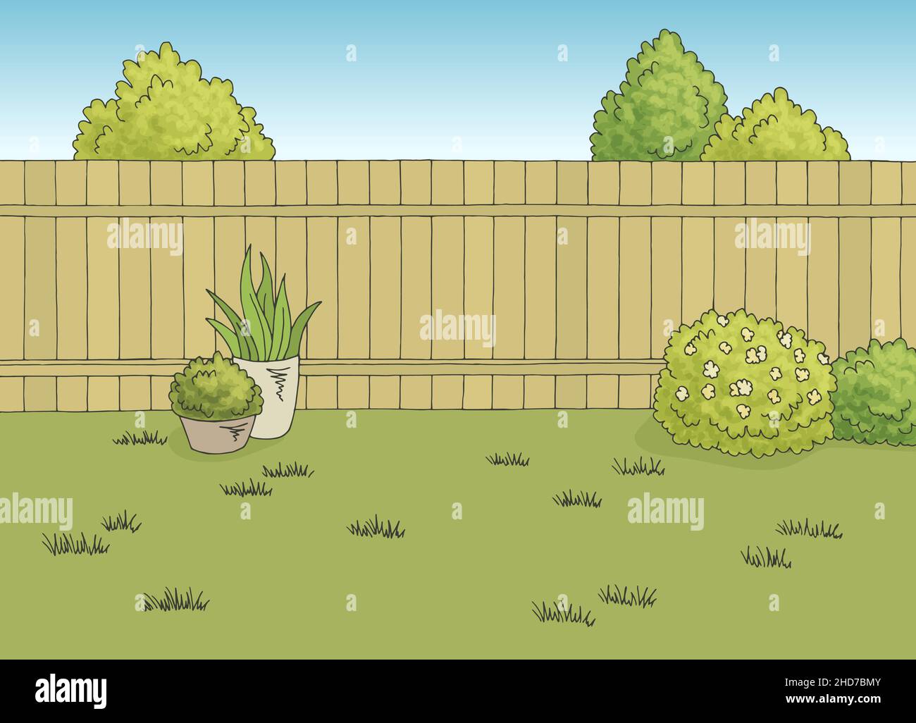 Backyard garden graphic color sketch illustration vector Stock Vector ...