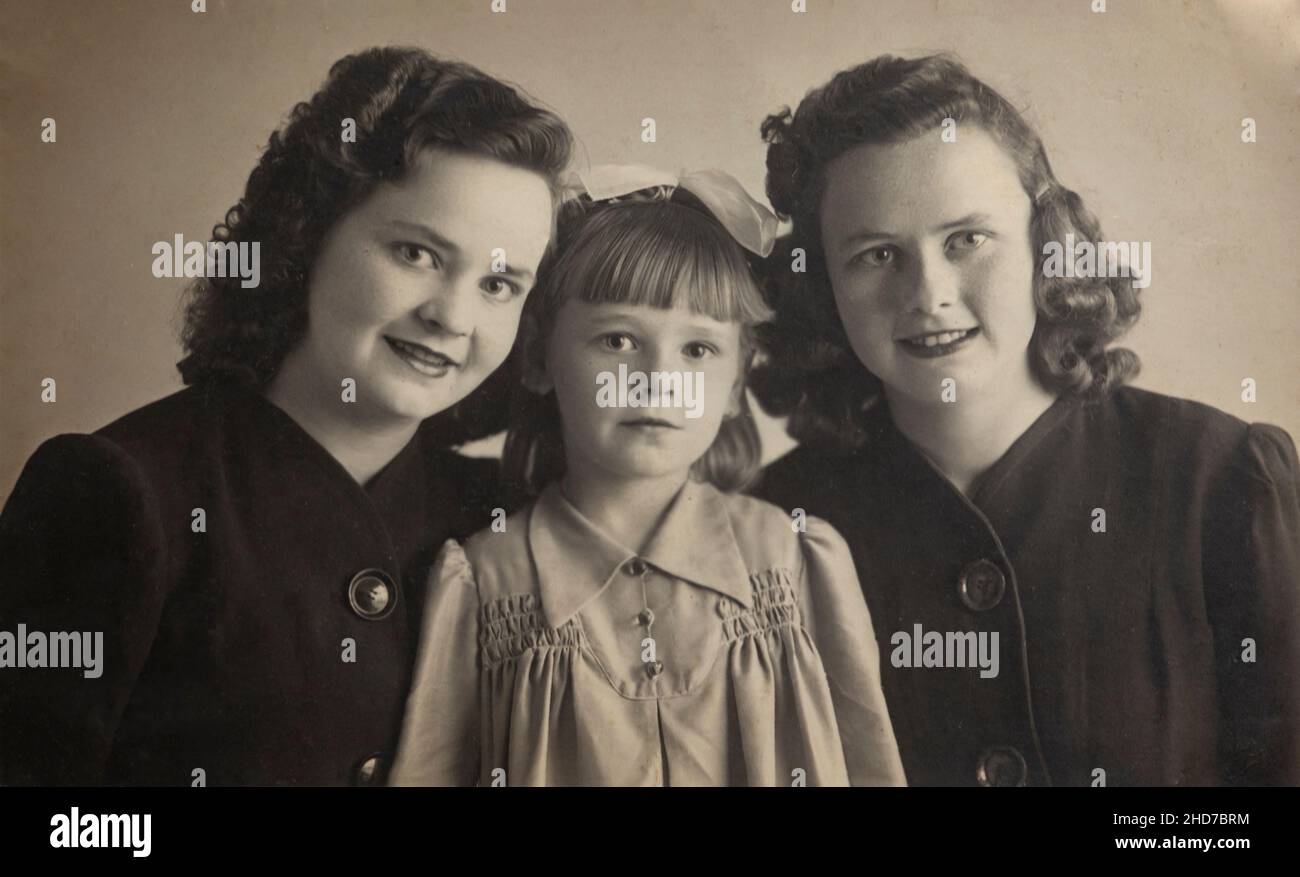 ROVIGO, ITALY MARCH 1962: Portrait of three sisters in the 60s Stock ...