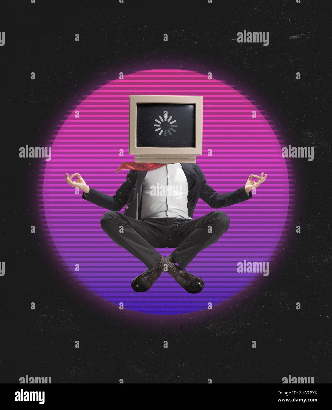 Contemporary art collage. Man, businessman in suit headed with retro ...