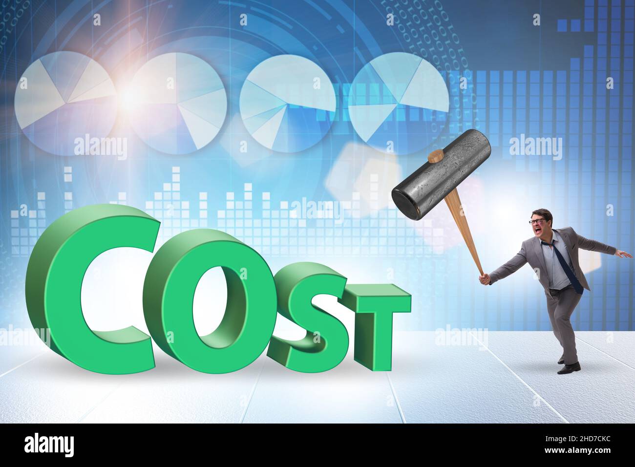 Cost optimisation concept with the falling costs Stock Photo - Alamy