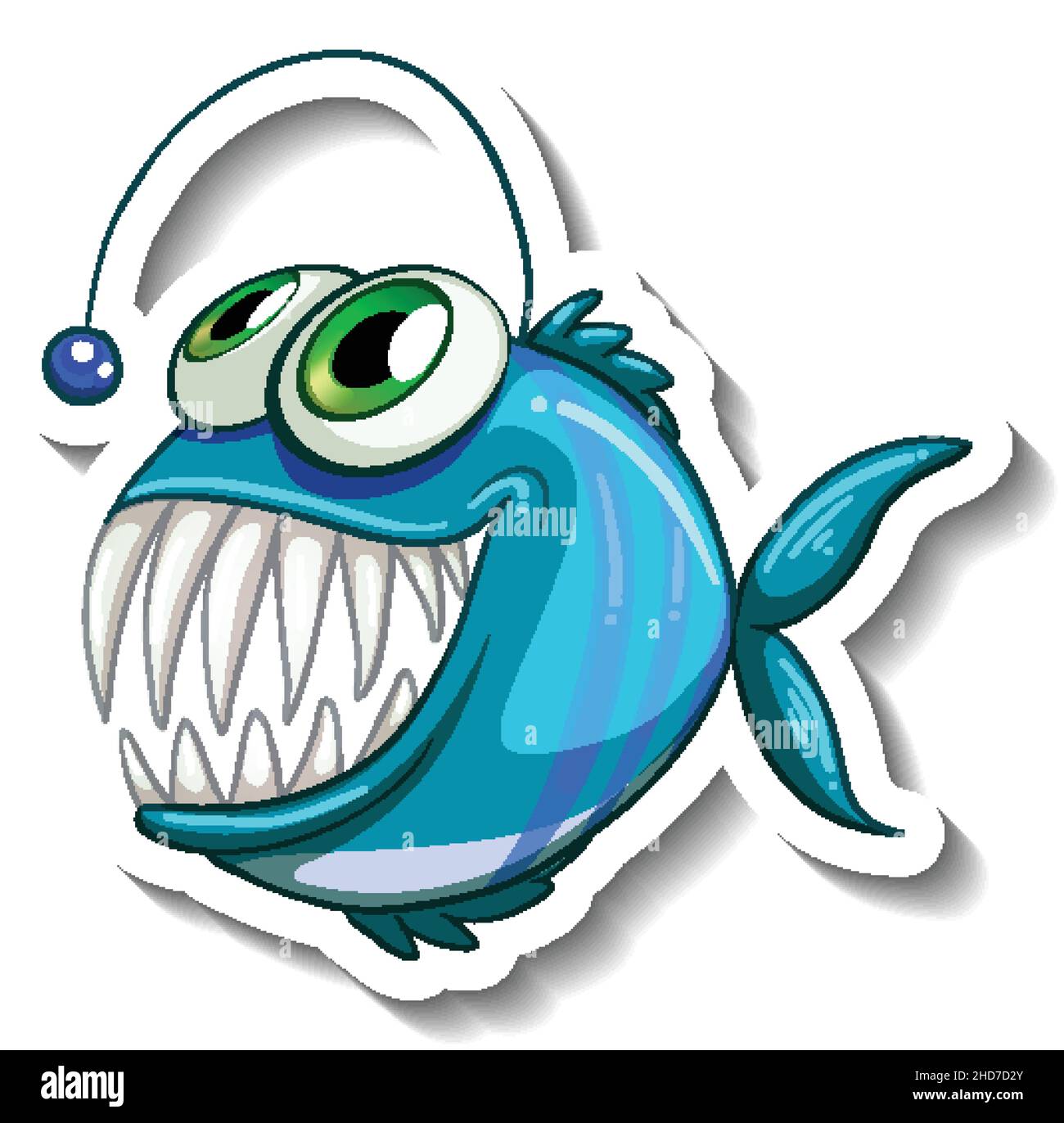 Anglerfish fish cartoon sticker illustration Stock Vector Image & Art ...