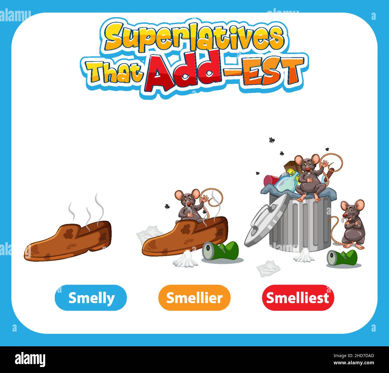 Superlatives Adjectives for word smelly illustration Stock Vector Image ...
