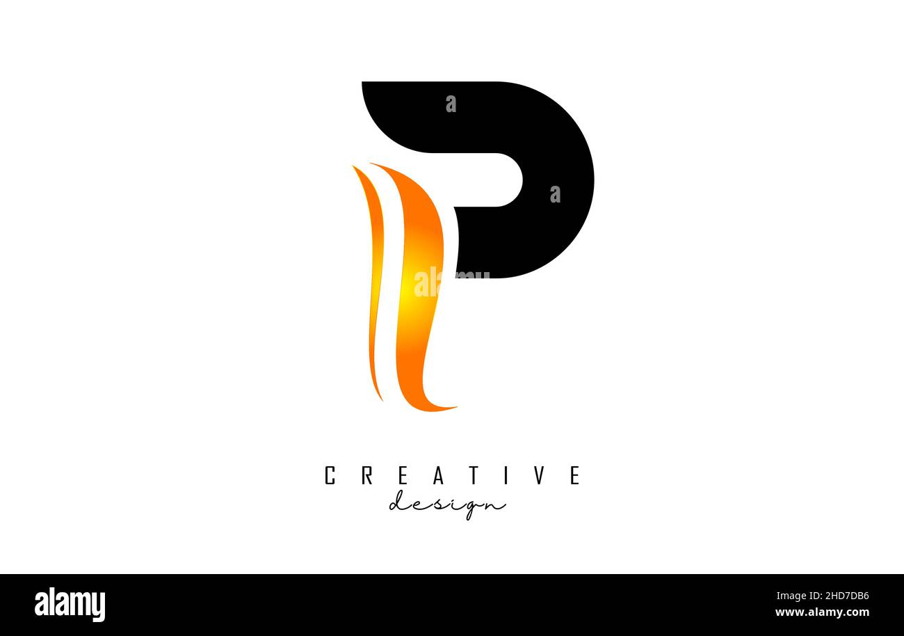 P letter Logo with gradient orange swoosh. Letter P with abstrat ...
