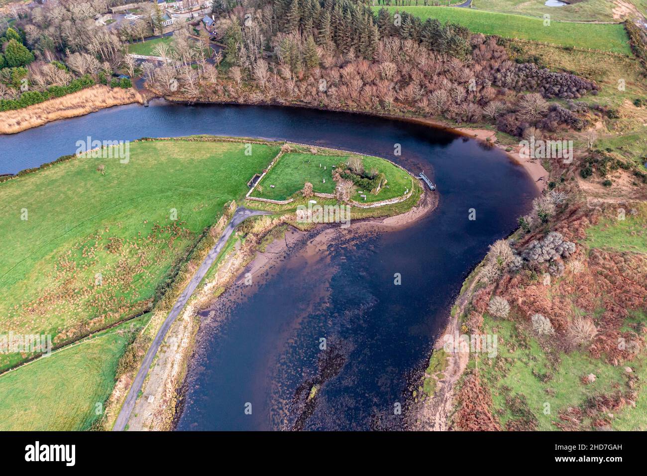 Aerial view of the Eany water by Inver in County Donegal - Ireland ...