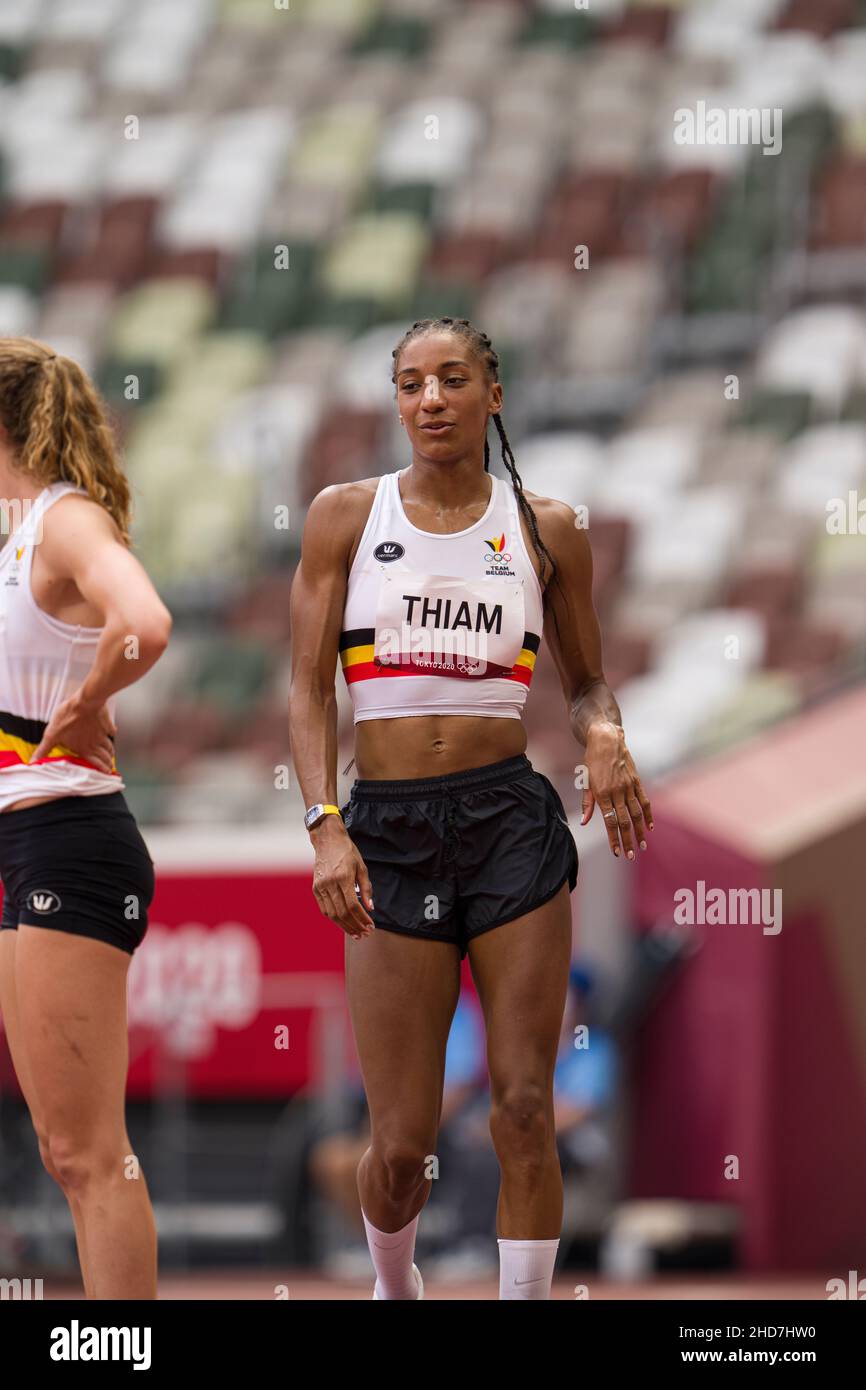 Nafissatou Thiam participating in the High Jump of the heptathlon at ...