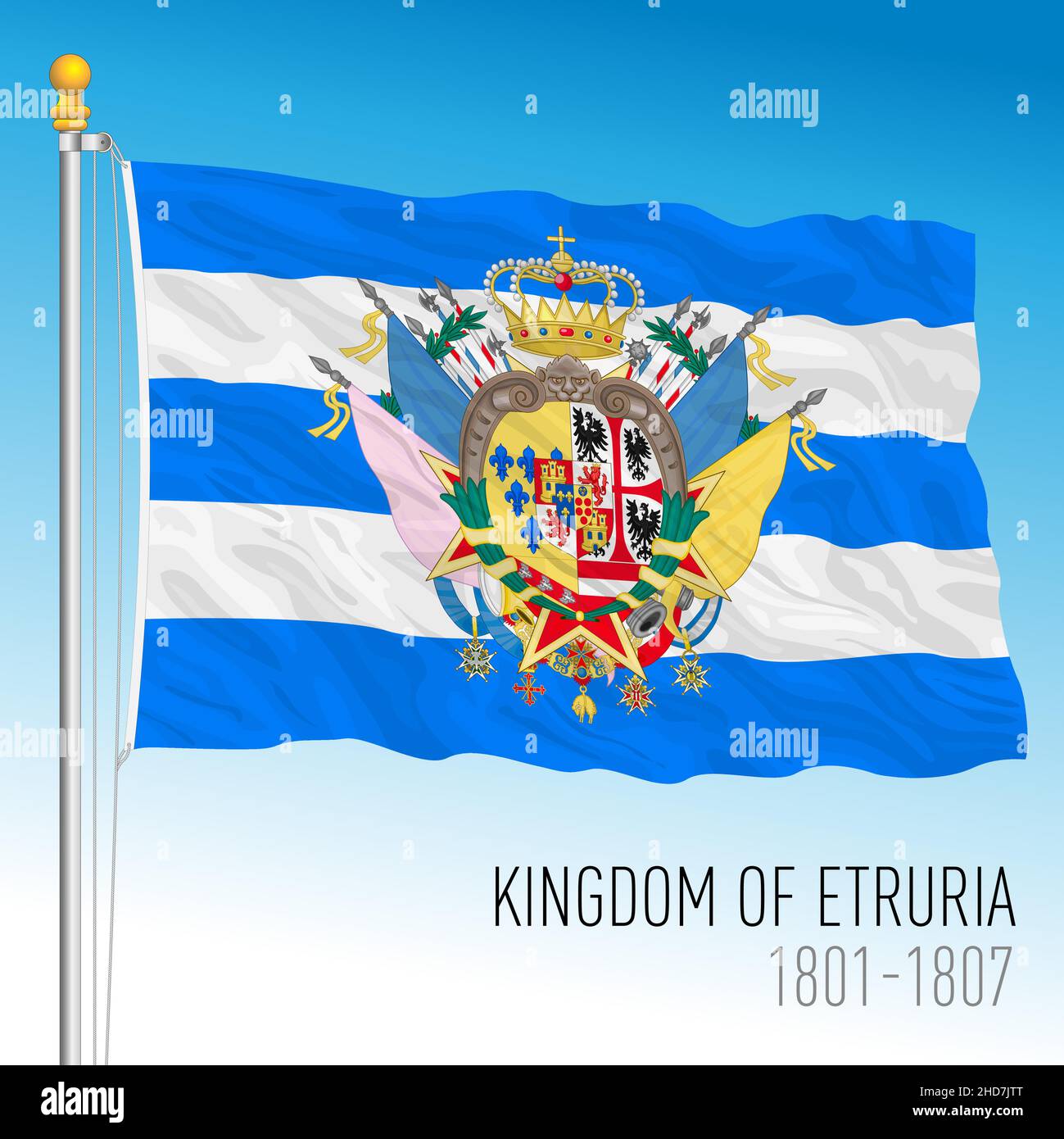 Kingdom of Etruria historical flag, Tuscany, Italy, ancient preunitary ...