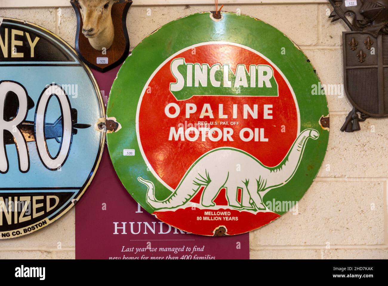Vintage Sinclair Oplaine motor oil metal advertising sign on display at ...