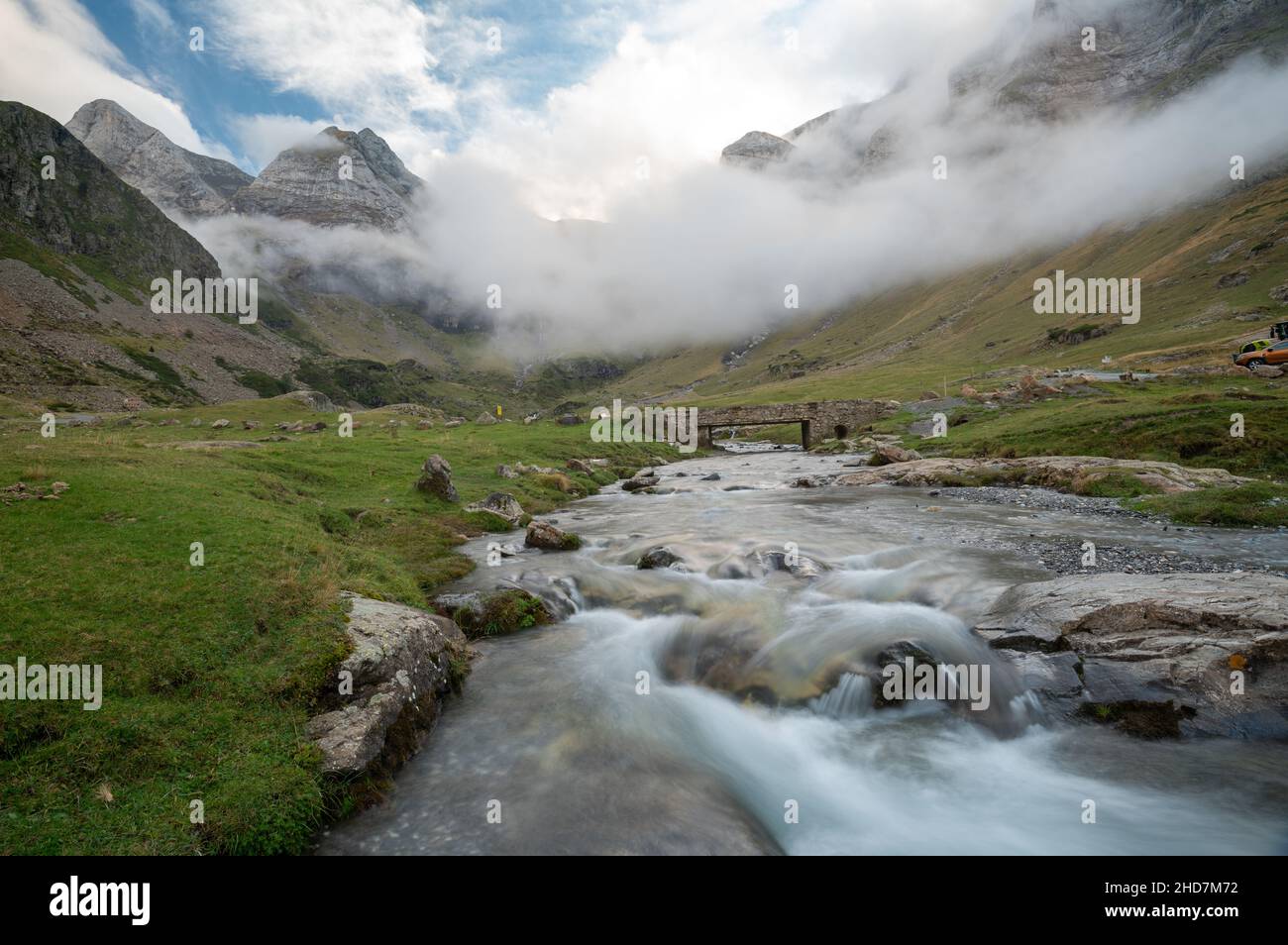 Cascades of the waterfall flowing from the ice circus in the French ...