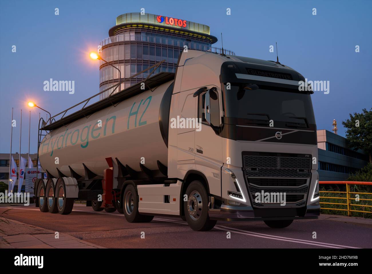 Volvo truck with tanker carrying liquid hydrogen Stock Photo - Alamy