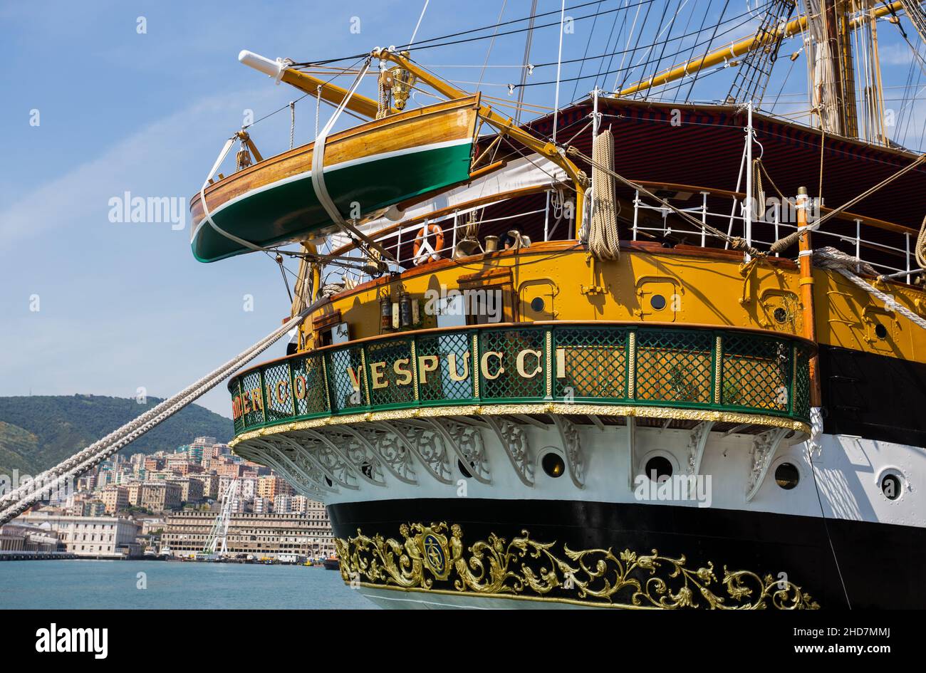 GENOA, ITALY, JUNE 17, 2021 - The Italian sailboat "Amerigo Vespucci ...