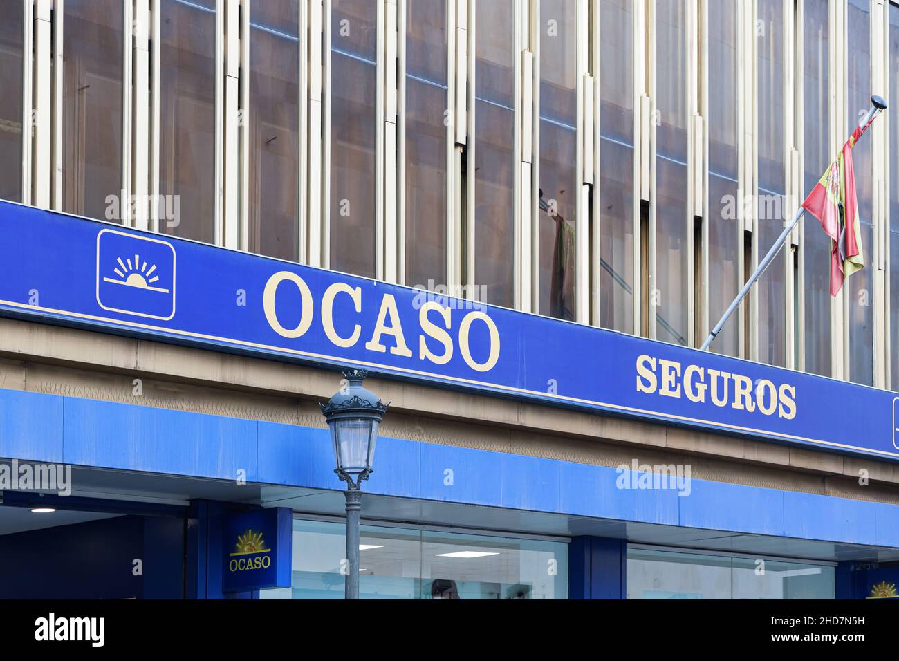 VALENCIA, SPAIN - JANUARY 03, 2022: Ocaso is a Spanish insurance ...