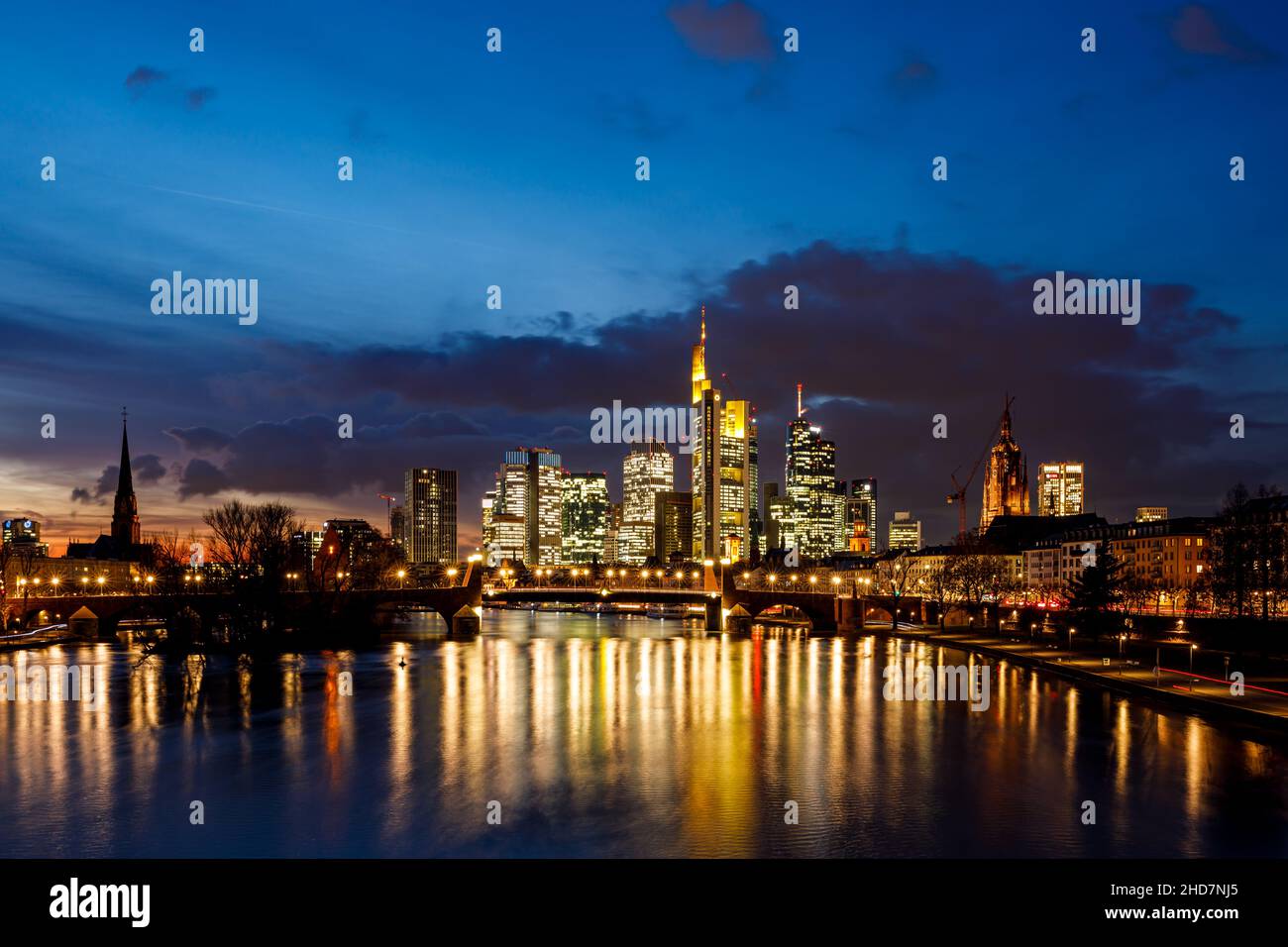 The Frankfurt Skyline at sunset Stock Photo - Alamy