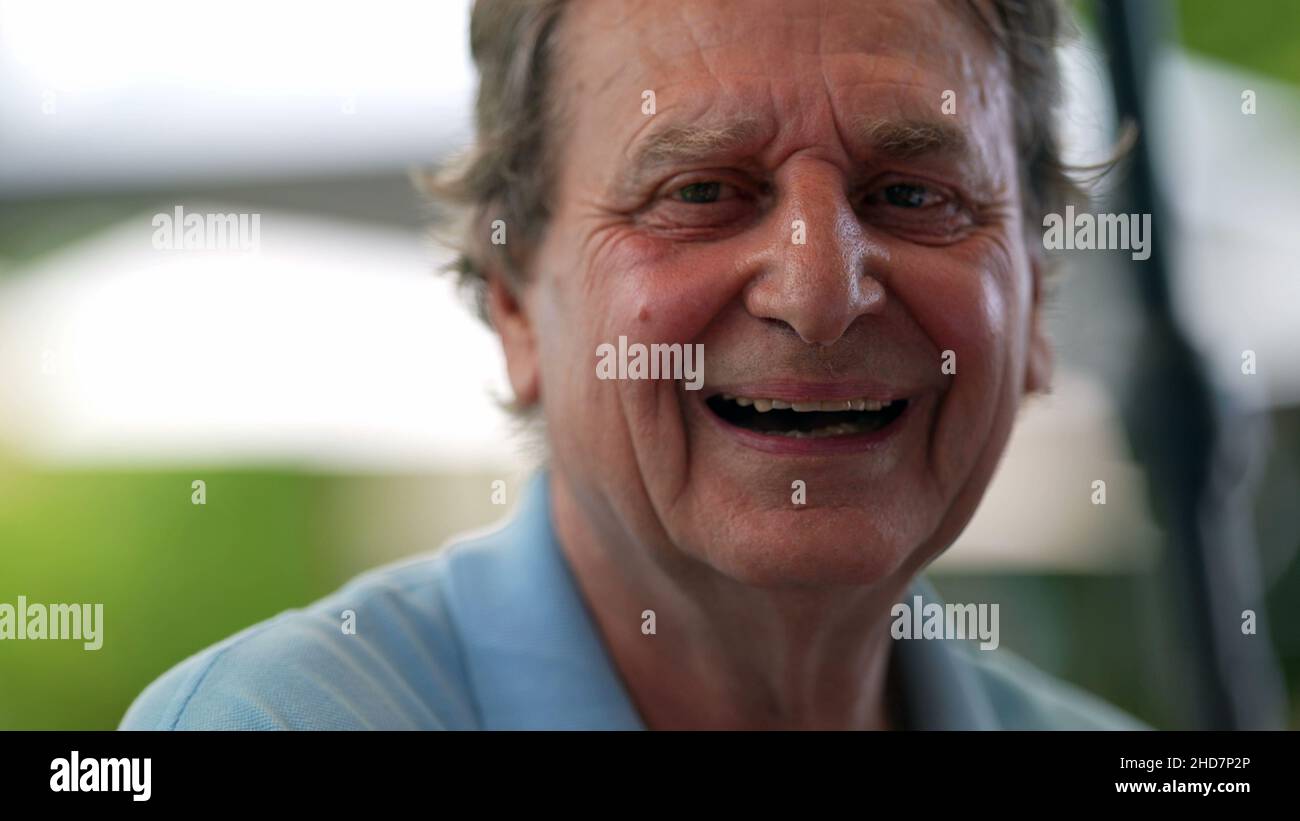 Happy senior man laughing and smiling. Older person authentic real life ...