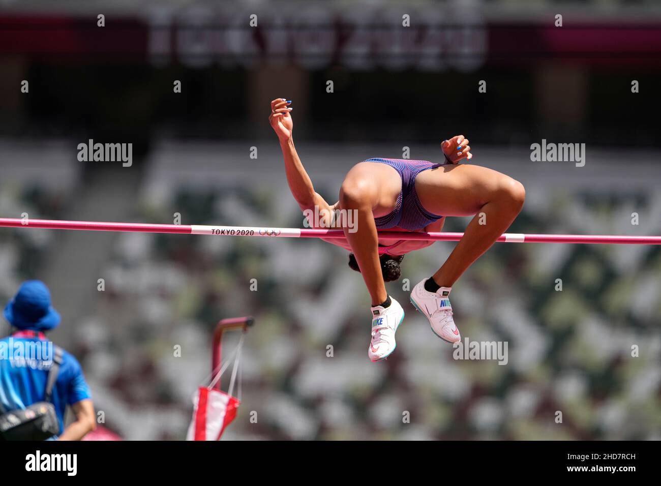 Kendell Williams participating in the High Jump of the heptathlon at ...