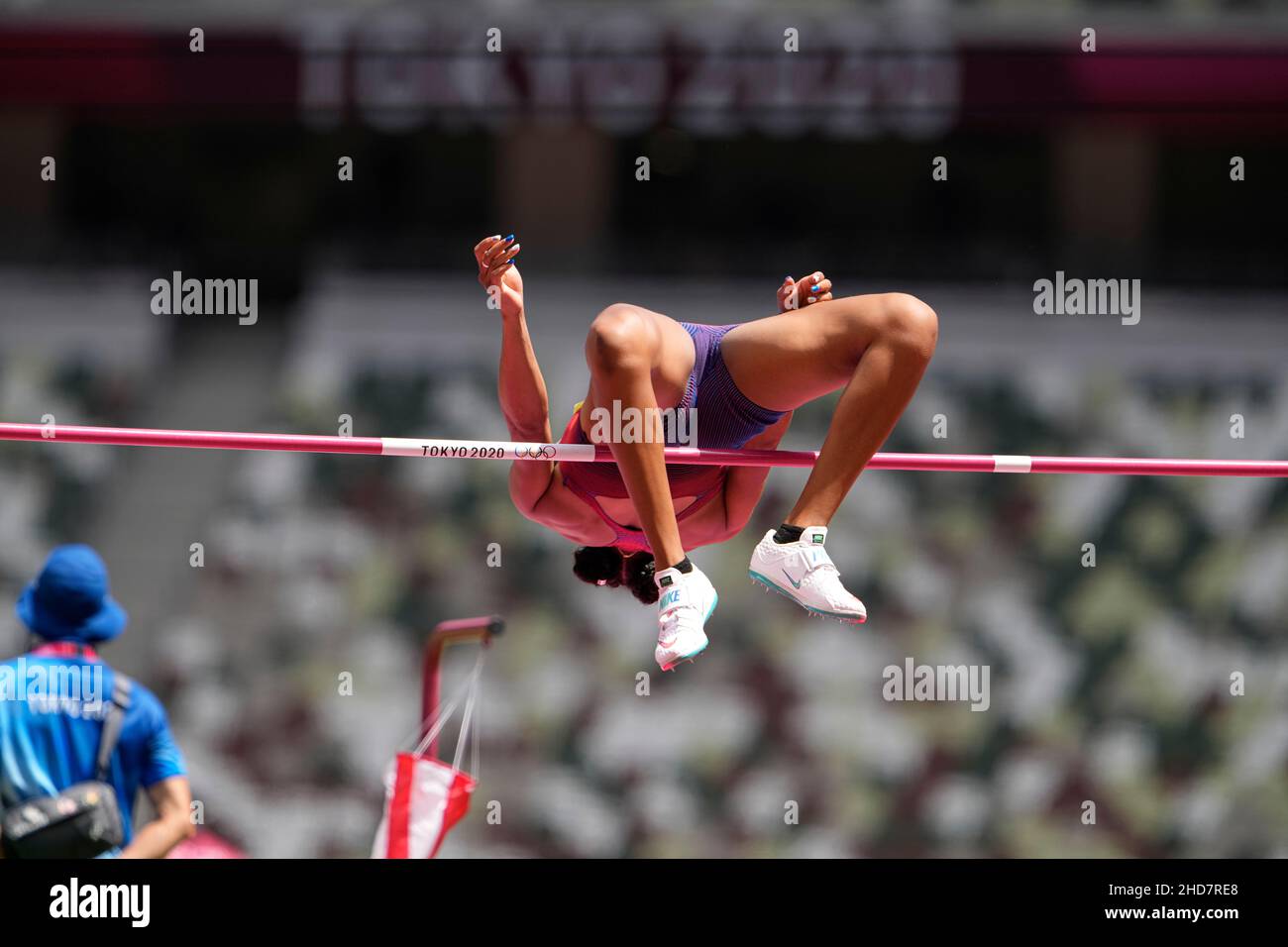 Kendell Williams participating in the High Jump of the heptathlon at ...
