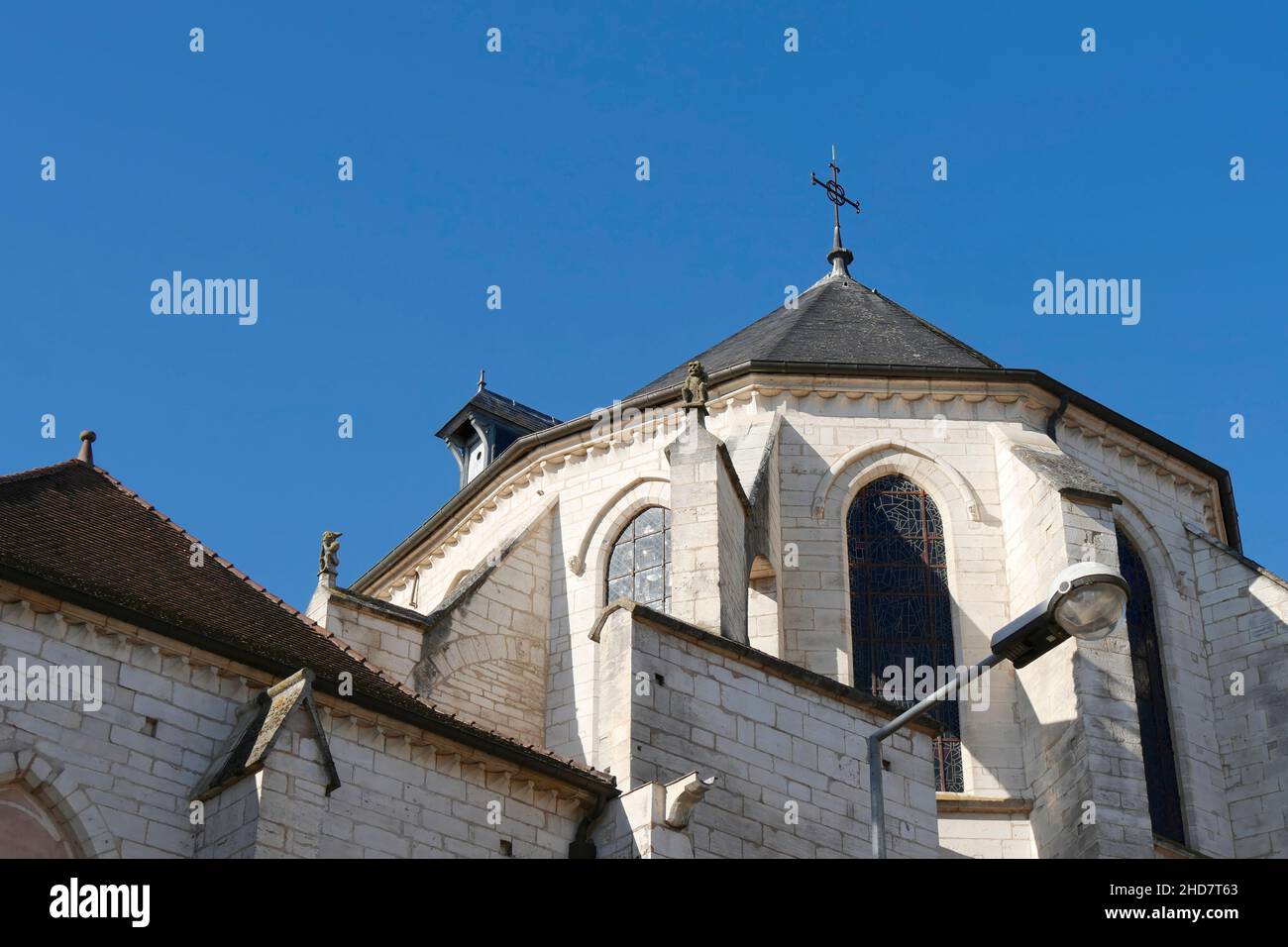 cross on the roof of Chalon cathedral, Chalon-sur-Saône, Saône-et-Loire ...