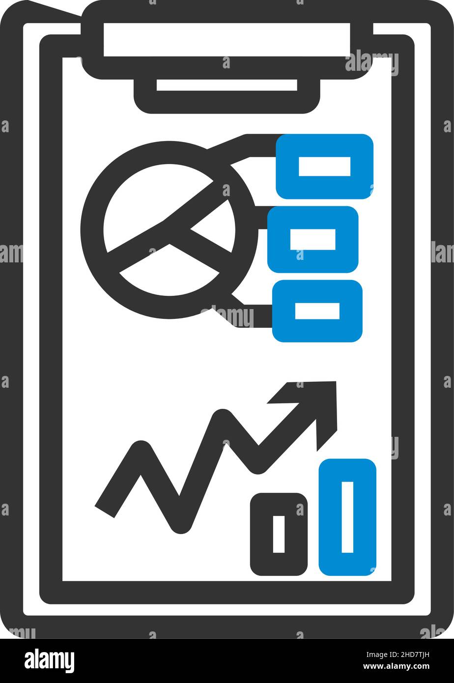 Writing Tablet With Analytics Chart Icon. Editable Bold Outline With ...